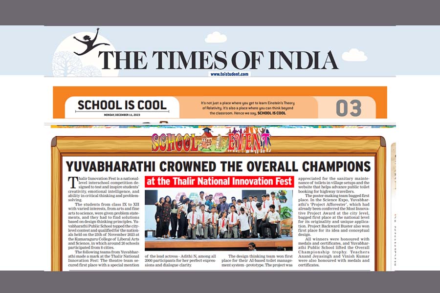 Thalir National Innovation Fest - Yuvabharathi lifted the Overall ...